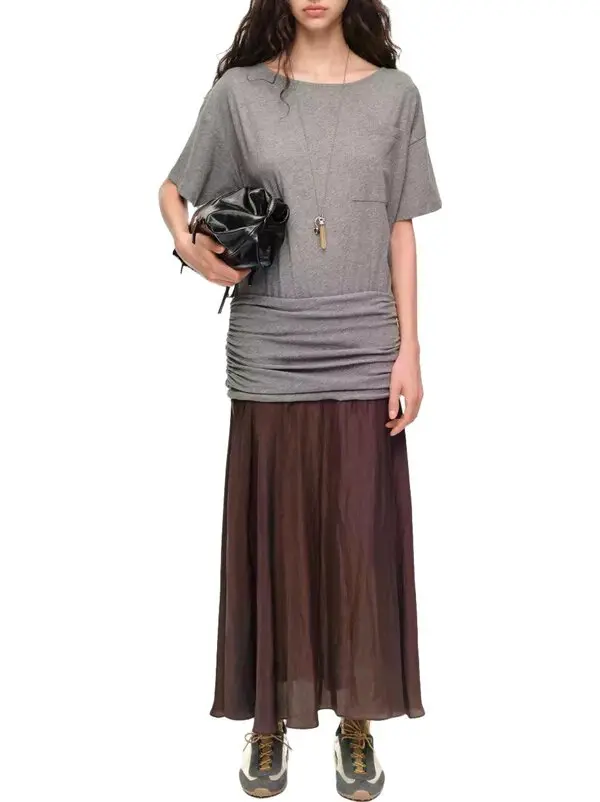Bimba Y Lola Ruched Dress With Flared Hem - Grey