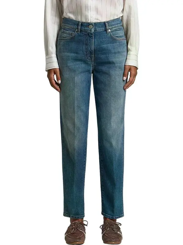 Peserico Faded Effect Straight Leg Jeans - Blue