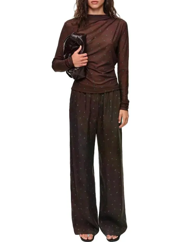 Bimba Y Lola Floral Fluid Jogger Trousers - Brown