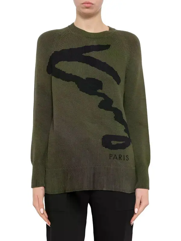 Kenzo Crew Neck Raglan Sleeve Sweater - Green