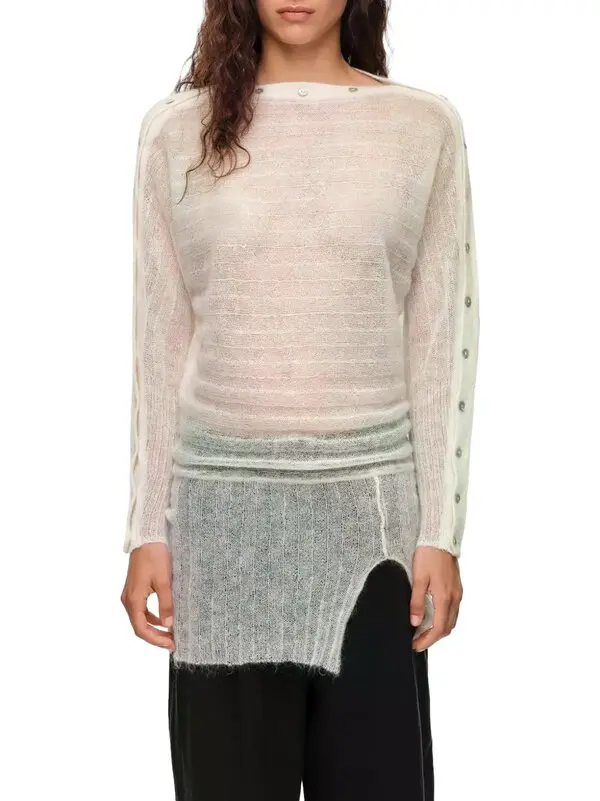 Bimba Y Lola Ribbed Batwing Sleeve Sweater - White