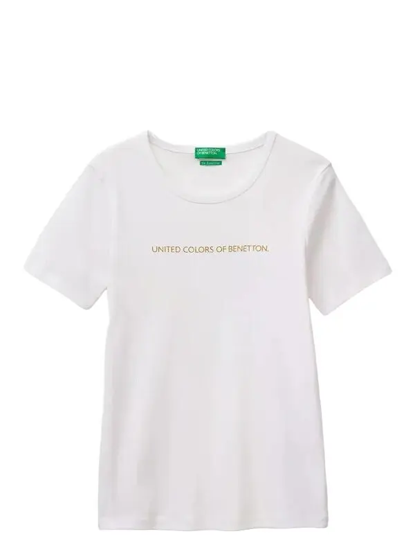 BENETTON Logo Embroidered T-shirt - White