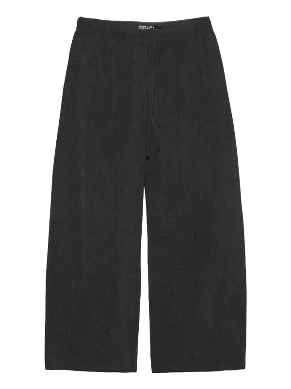Bimba Y Lola Dark Gray Melange Fluid Corduroy Barrel Leg Trousers - Grey