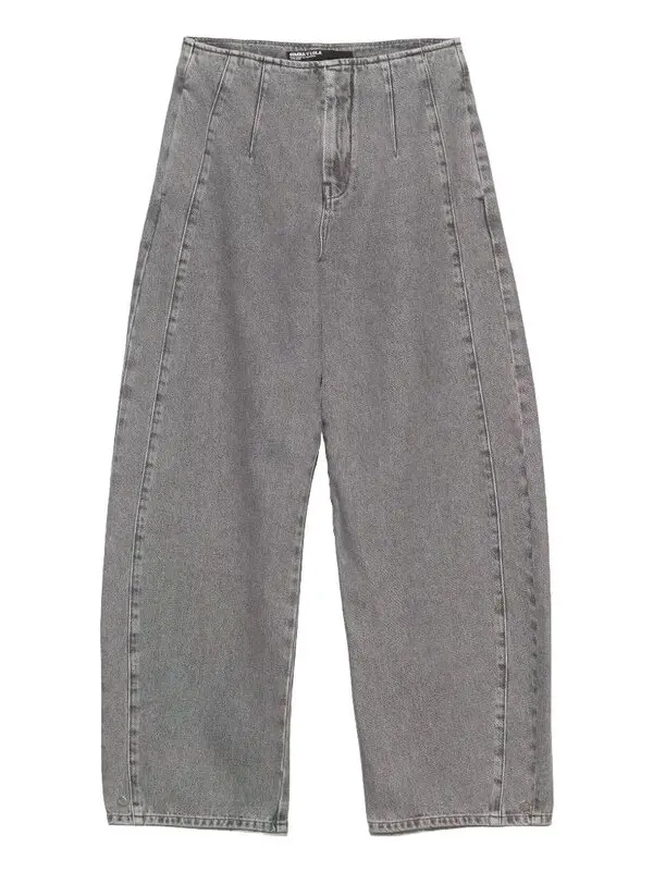Bimba Y Lola Barrel Gray Washed Denim Trousers - Grey
