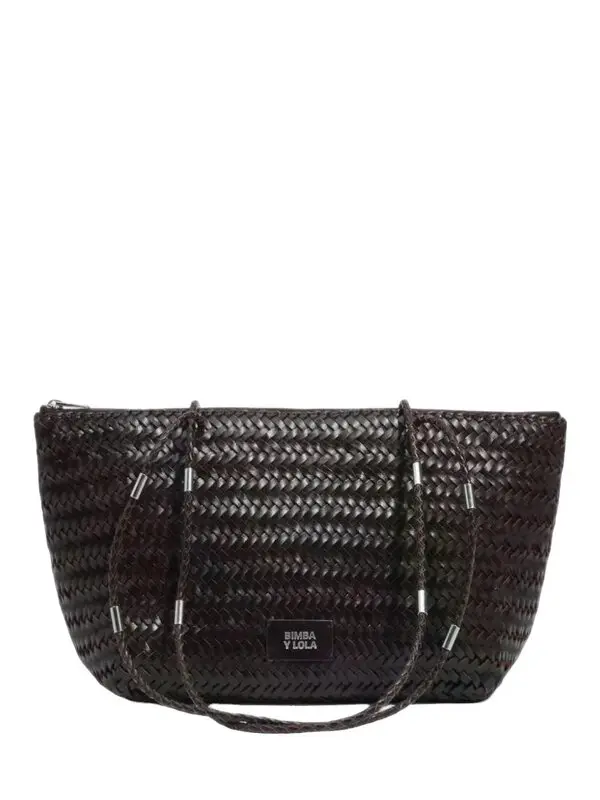 Bimba Y Lola Large Plaited Leather Shopper Bag - Brown
