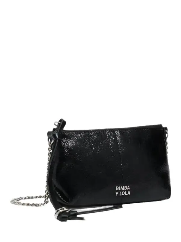 Bimba Y Lola Mini Leather Bag With Chain Strap - Black