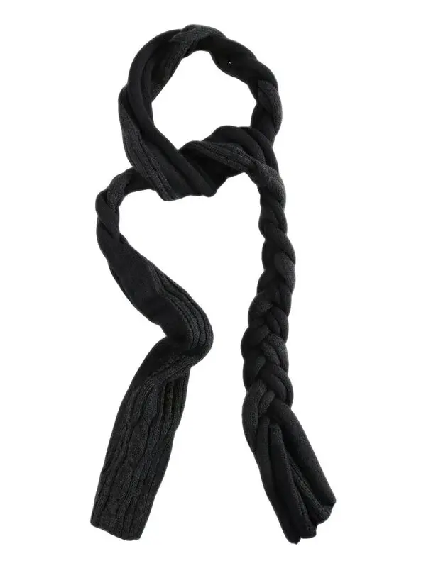Y’s Braided Cable-knit Scarf - Black