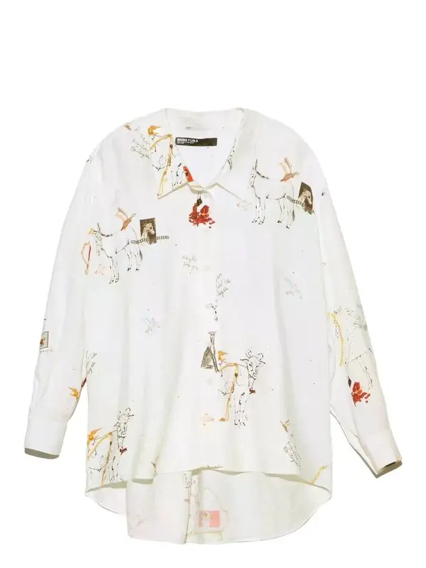 Bimba Y Lola Animal Chain Collage Shirt - White