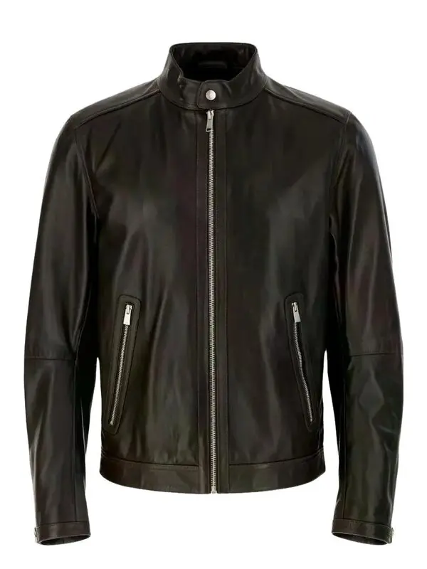 BOSS Zip-up Leather Jacket - Brown