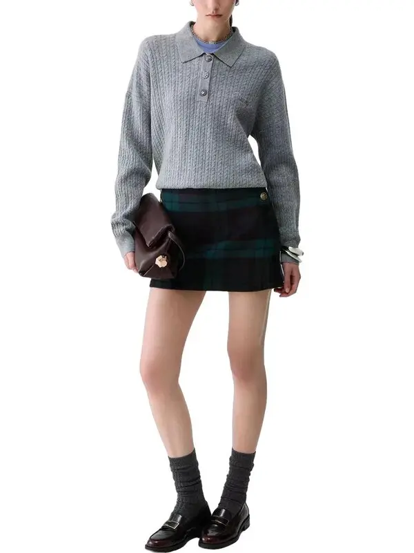 Liu Jo Knit Polo With Jewel Buttons - Grey