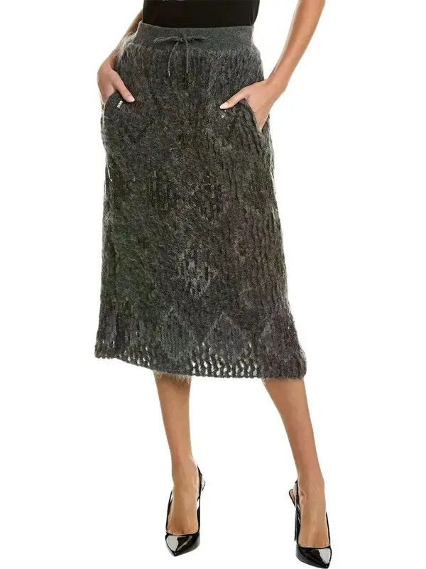 Brunello Cucinelli Sequin Embellished Midi Skirt - Grey