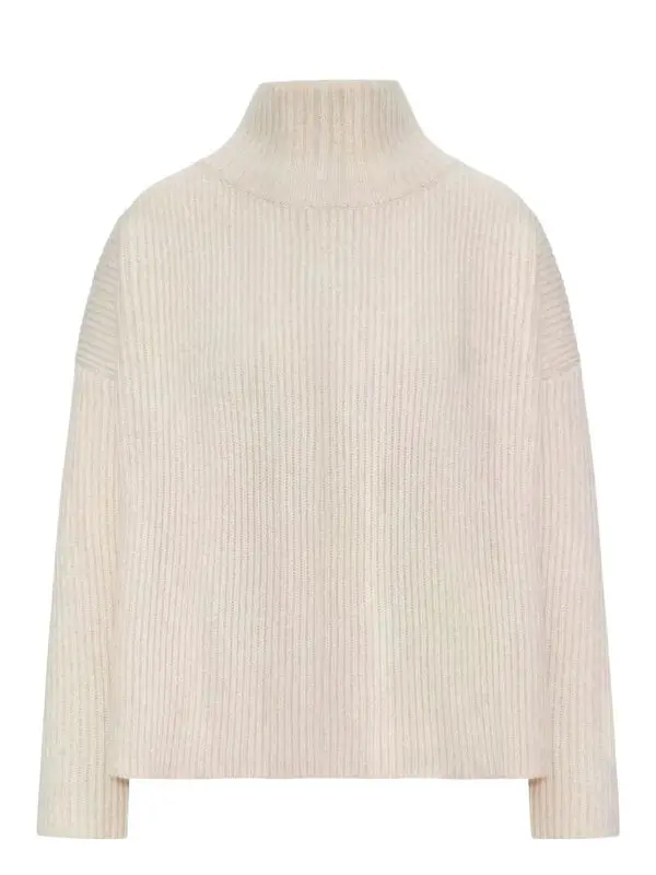 Max Mara Ribbed Knit High-neck Sweater - White