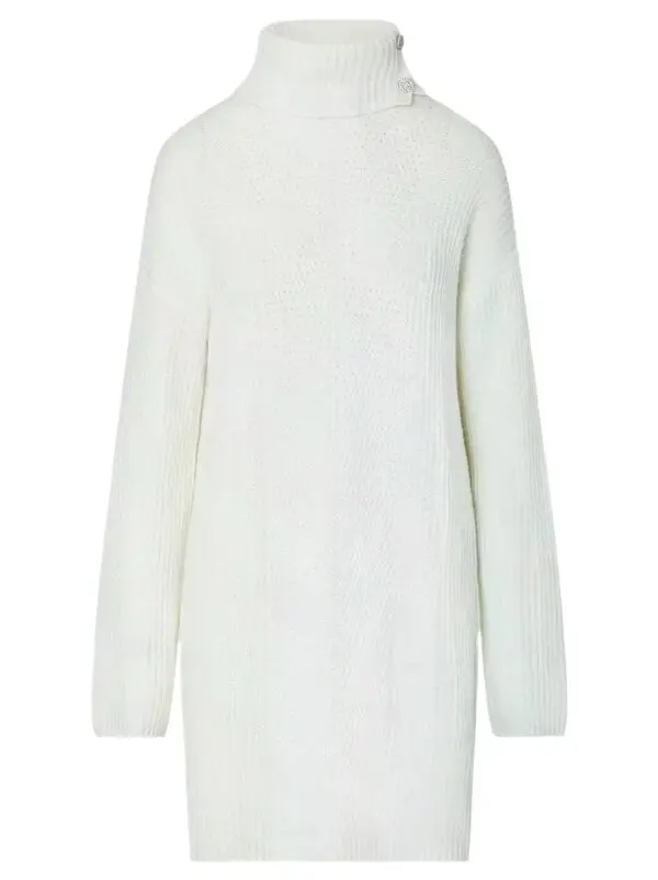 Liu Jo Knit Dress With Jewel Buttons - White