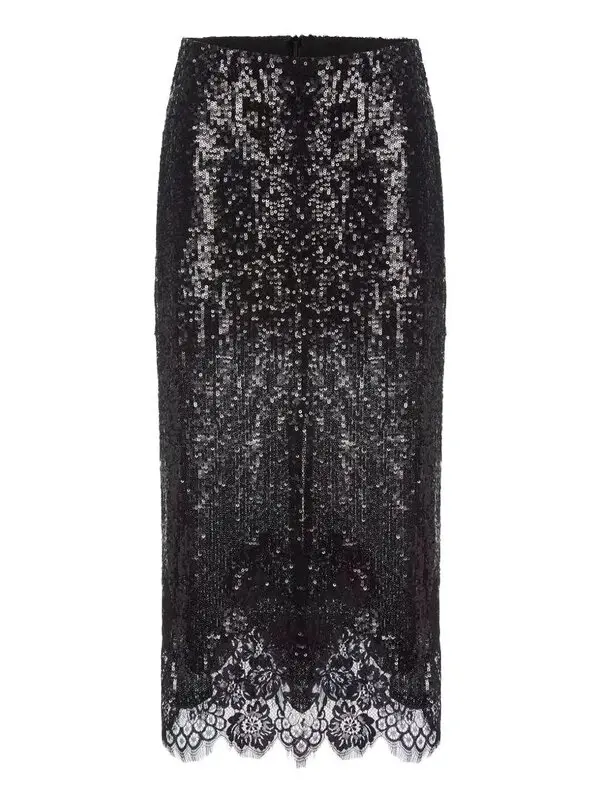 Monse Sequin-embellished Lace-hem Skirt - Black