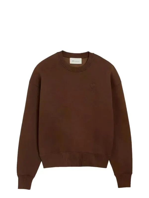 AMI Paris De Coeur Embroidered Sweatshirt - Brown