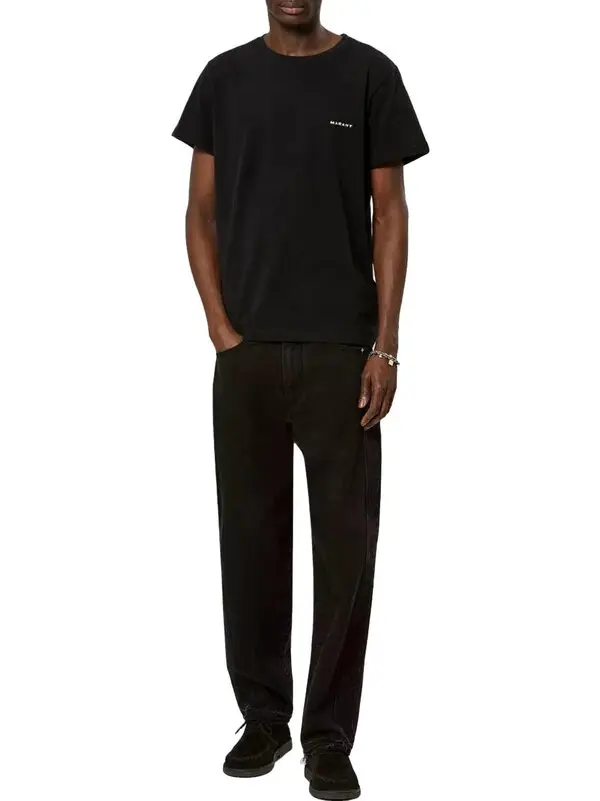 MARANT Embroidered Cotton Jersey T-shirt - Black