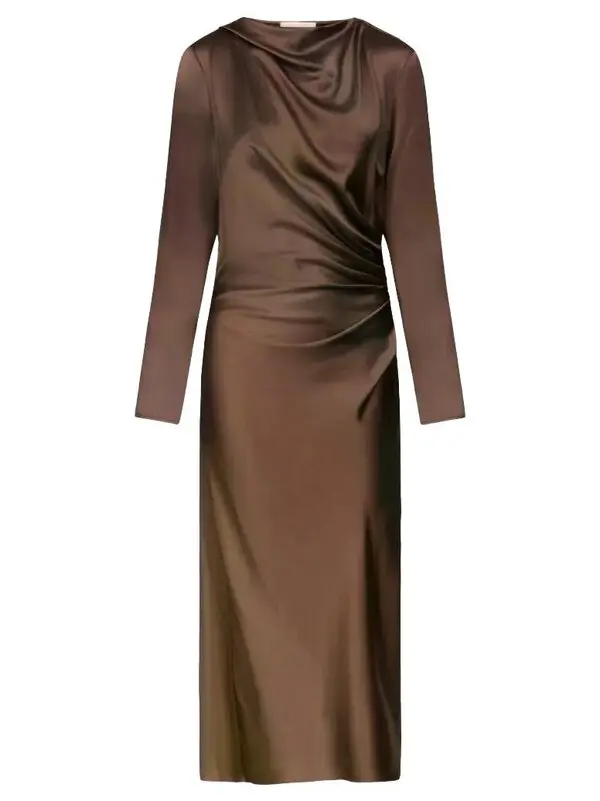 Loulou De Saison Fabio Draped Satin Midi Dress - Brown
