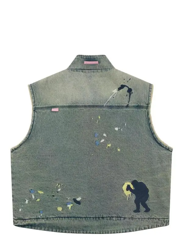 AAPE BY *A BATHING APE Paint-splatter Denim Gilet - Blue
