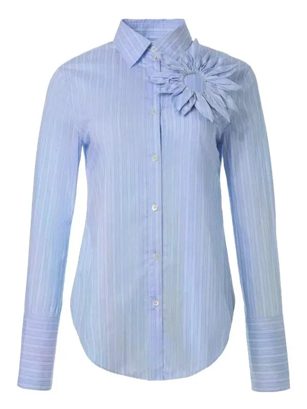 Monse Striped Sunflower Detail Blouse - Blue