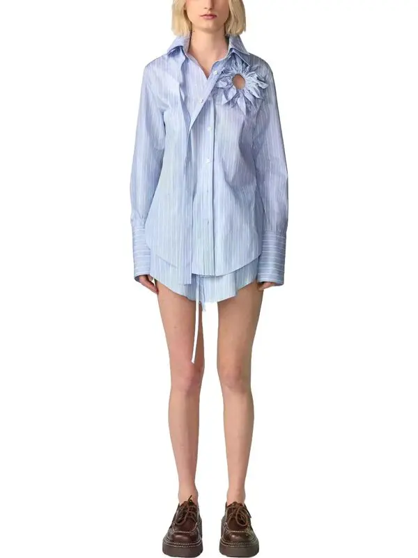 Monse Striped Sunflower Detail Blouse - Blue
