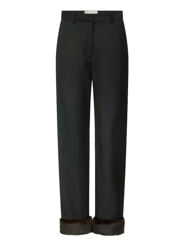 Loulou De Saison Haden Wool Trousers With Faux Fur Trim - Black