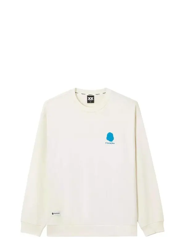 FINGERCROXX Cotton Crewneck Sweatshirt With Logo Patch - Neutrals