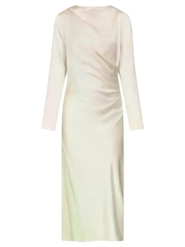 Loulou De Saison Fabio Draped Satin Midi Dress - Neutrals