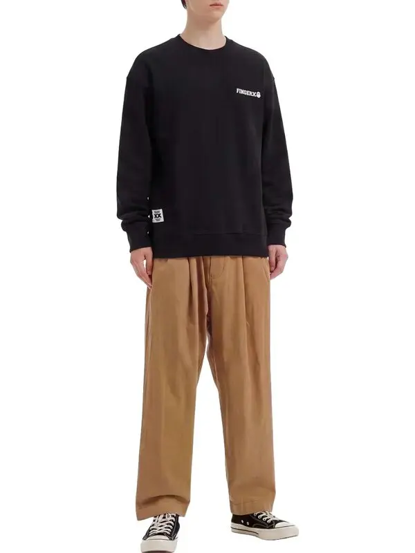 FINGERCROXX Logo Print Cotton Sweatshirt - Black