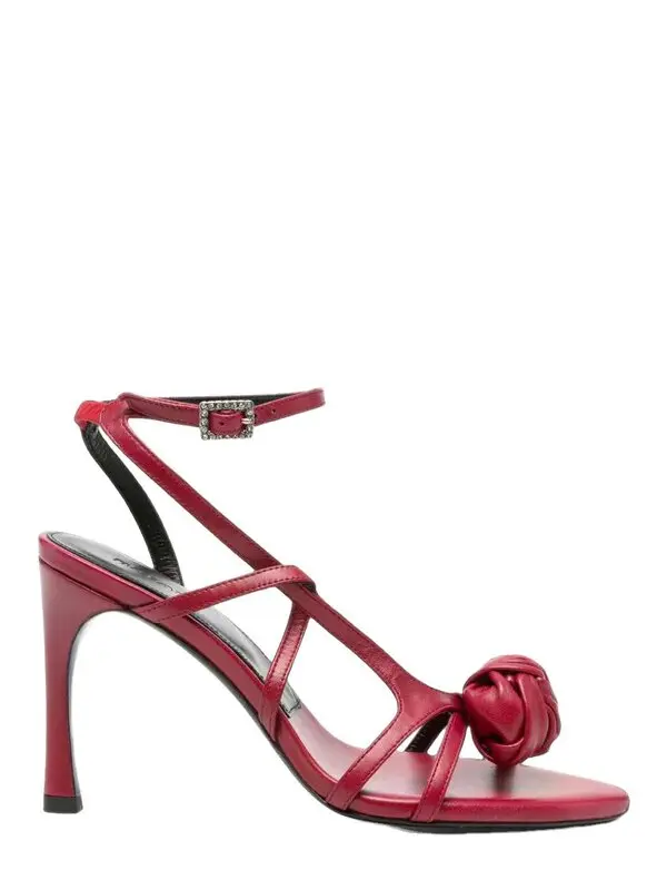 ROTATE BY BIRGER CHRISTENSEN Leather Knot Detail Stiletto Sandals - Red