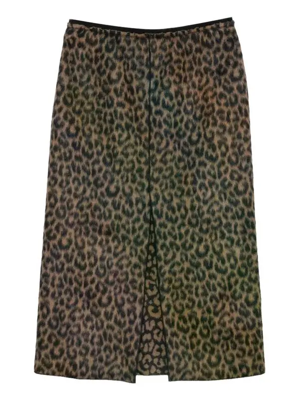 ALYSI Leopard Print Pencil Skirt - Brown