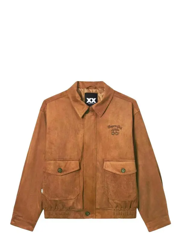 FINGERCROXX Embroidered Logo Bomber Jacket - Brown