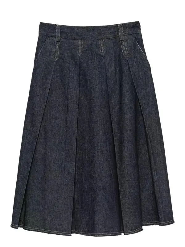 TELA Charlotte/j Pleated Denim Skirt - Blue