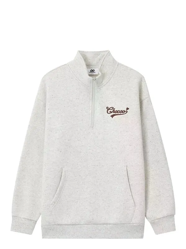 CHOCOOLATE Logo Print Quarter-zip Sweater - Grey