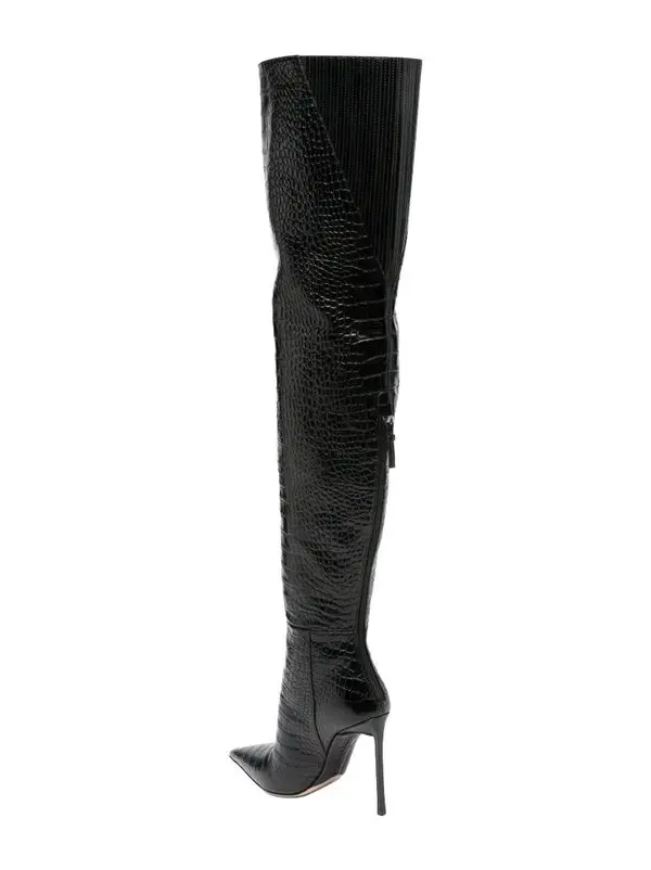 TOM FORD Croc-effect Over-the-knee Stiletto Boots - Black