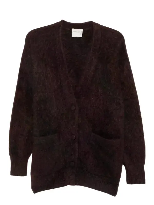 FORTE_FORTE Brushed Knit V-neck Cardigan - Brown