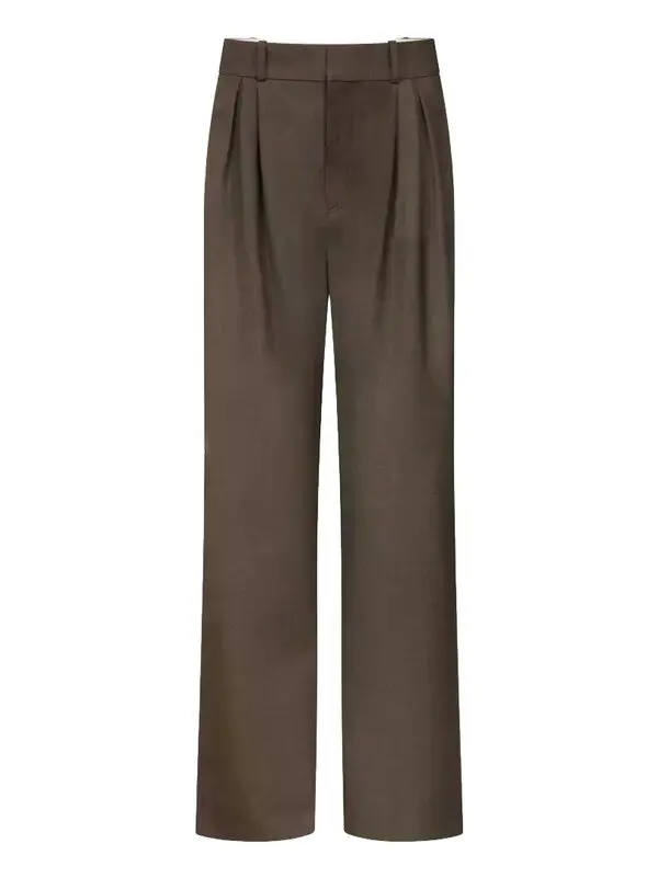 Loulou De Saison Pleated Grain Melange Trousers - Brown