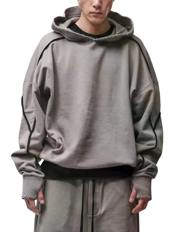 THOM KROM Contrast Piping Raw Edge Hoodie - Grey