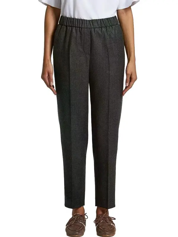 Peserico Elasticated Waistband Chain-trim Trousers - Grey