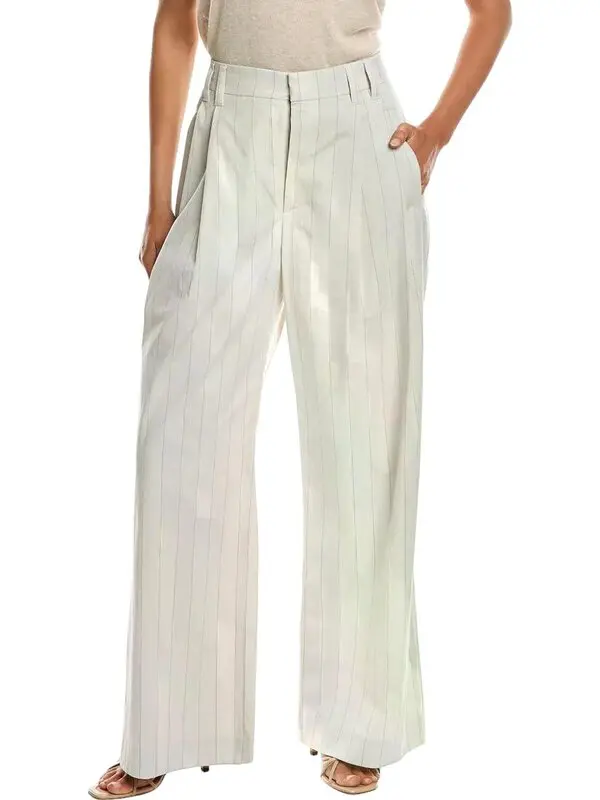 Brunello Cucinelli Pinstripe Pleated Wide-leg Trousers - White