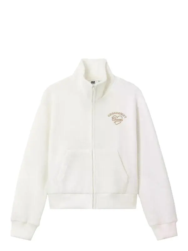 CHOCOOLATE Logo Embroidered Fleece Jacket - White