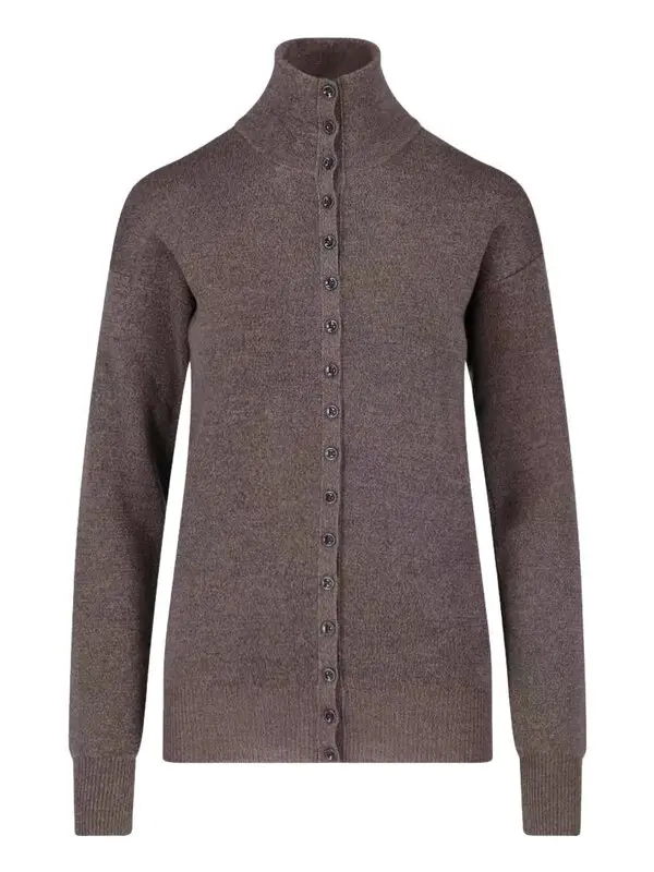 LEMAIRE High-neck Button-up Cardigan - Brown