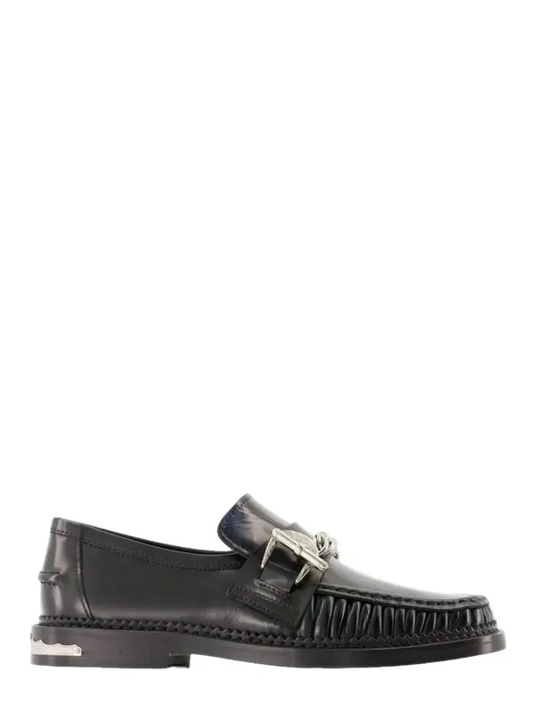Toga Chain-embellished Ruched Leather Loafers - Black