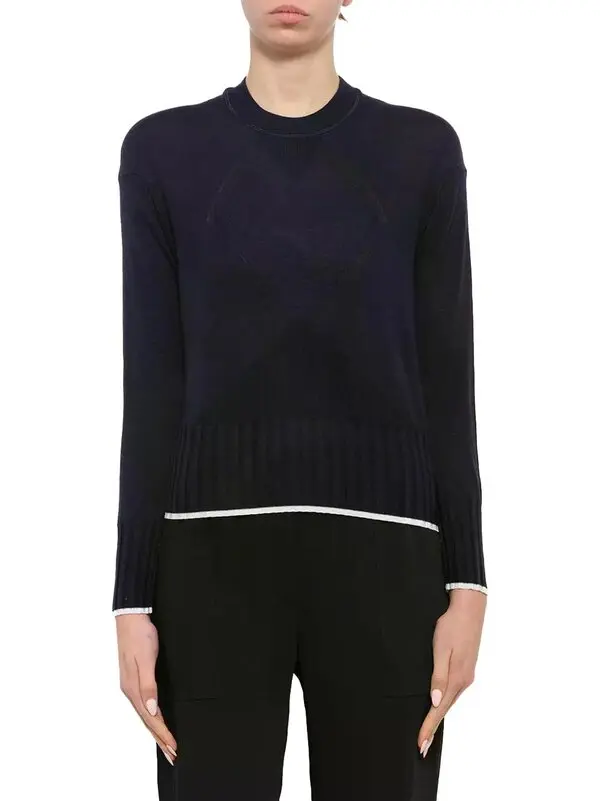 Kenzo Ribbed-knit Sweater With Contrast Tipping - Blue