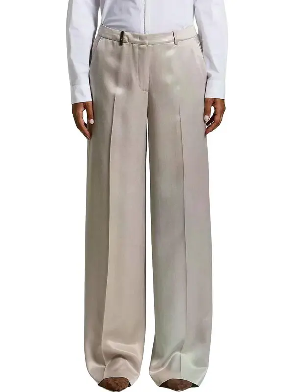 Peserico Satin-finish Wide-leg Trousers - Grey