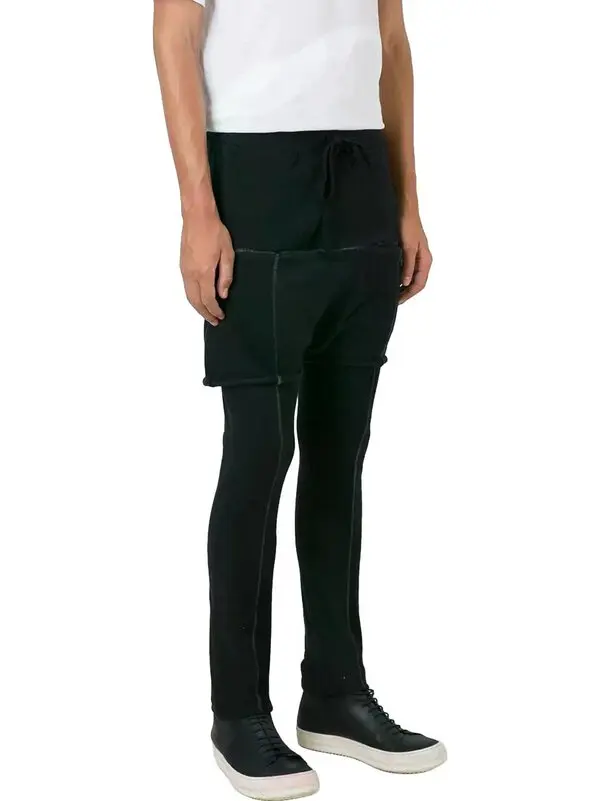 THOM KROM Drop Crotch Trousers With Overlay Shorts - Black