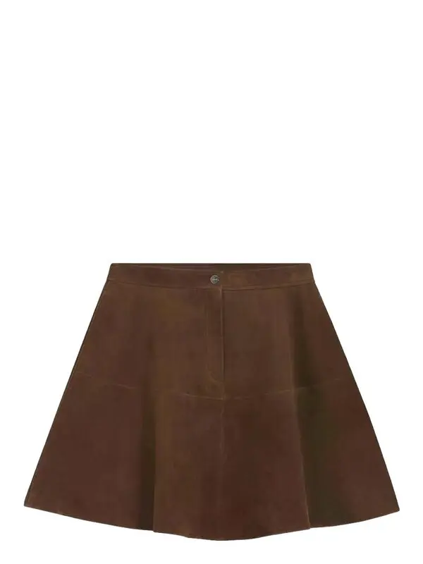 Hugo A-line Suede Skirt - Brown