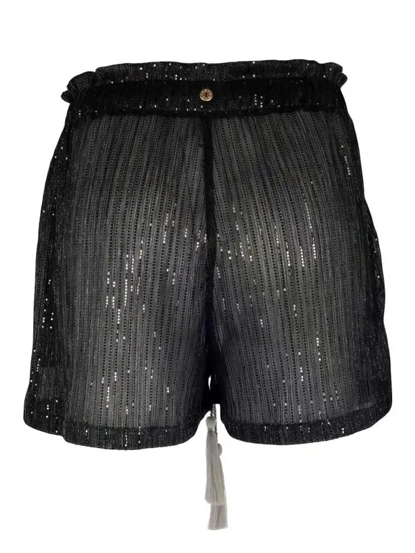 PALMACEA Sequin Embellished Sheer Shorts - Black