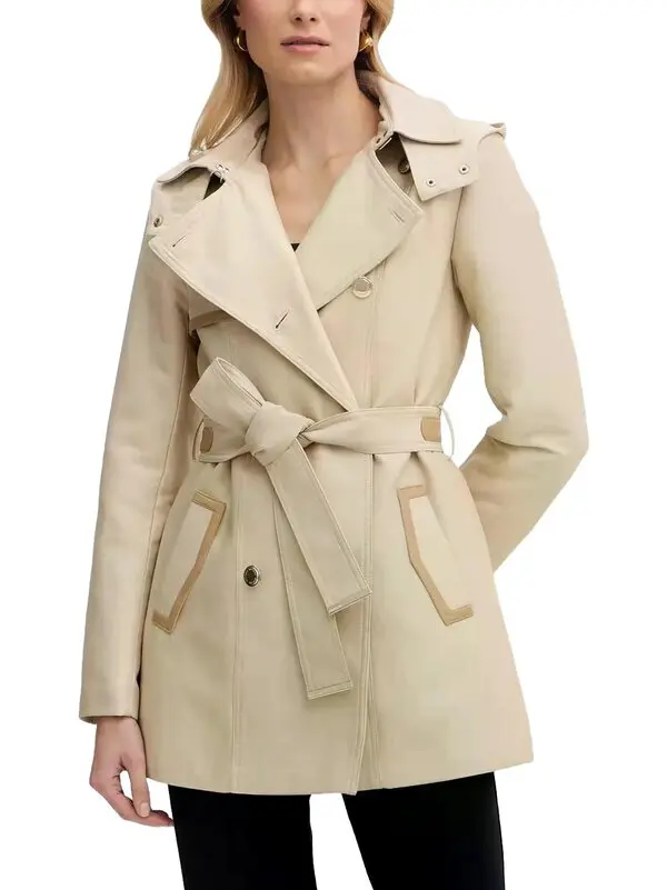 MORGAN Belted Hooded Trench Coat - Neutrals