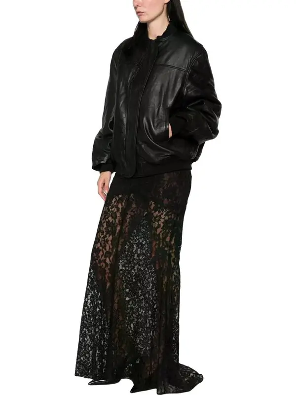 ROTATE BY BIRGER CHRISTENSEN Zip-up Oversized Leather Jacket - Black