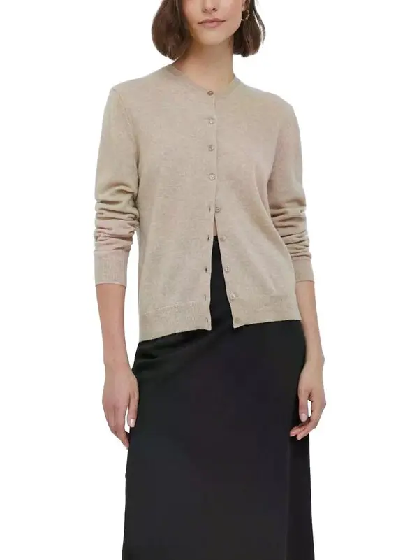 BENETTON Button-up Crew Neck Cardigan - Neutrals